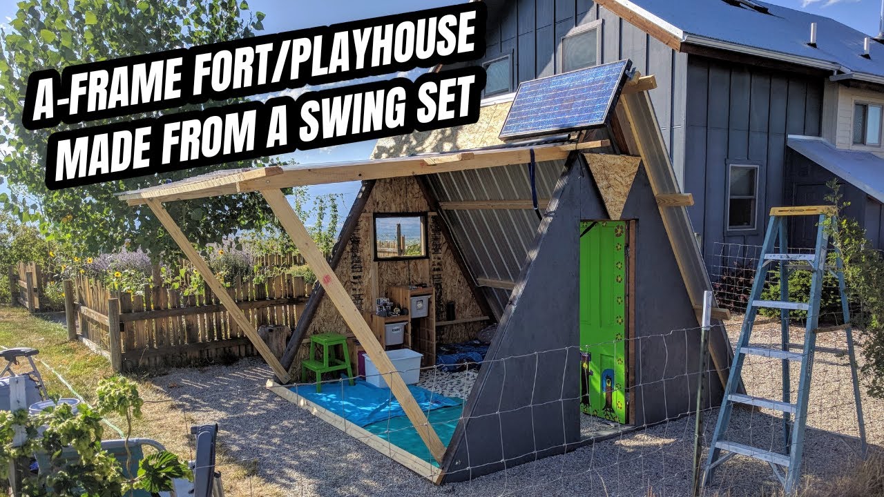 A-frame playhouse, made from a swingset.