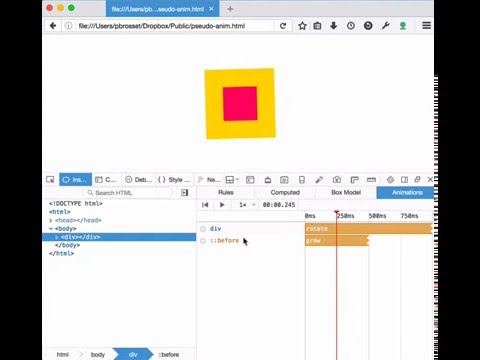 Animated pseudo-elements in the Firefox animation tool