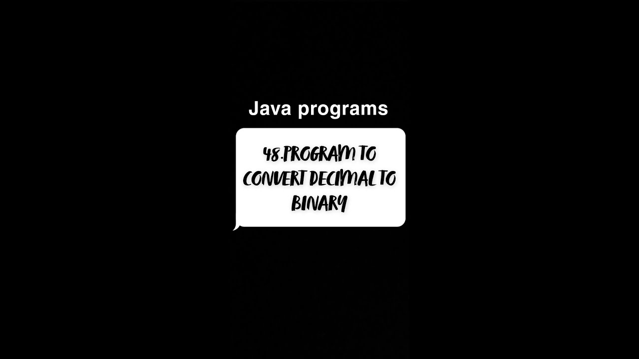 Program to convert decimal to binary#java #coding #programming #binaryconversion
