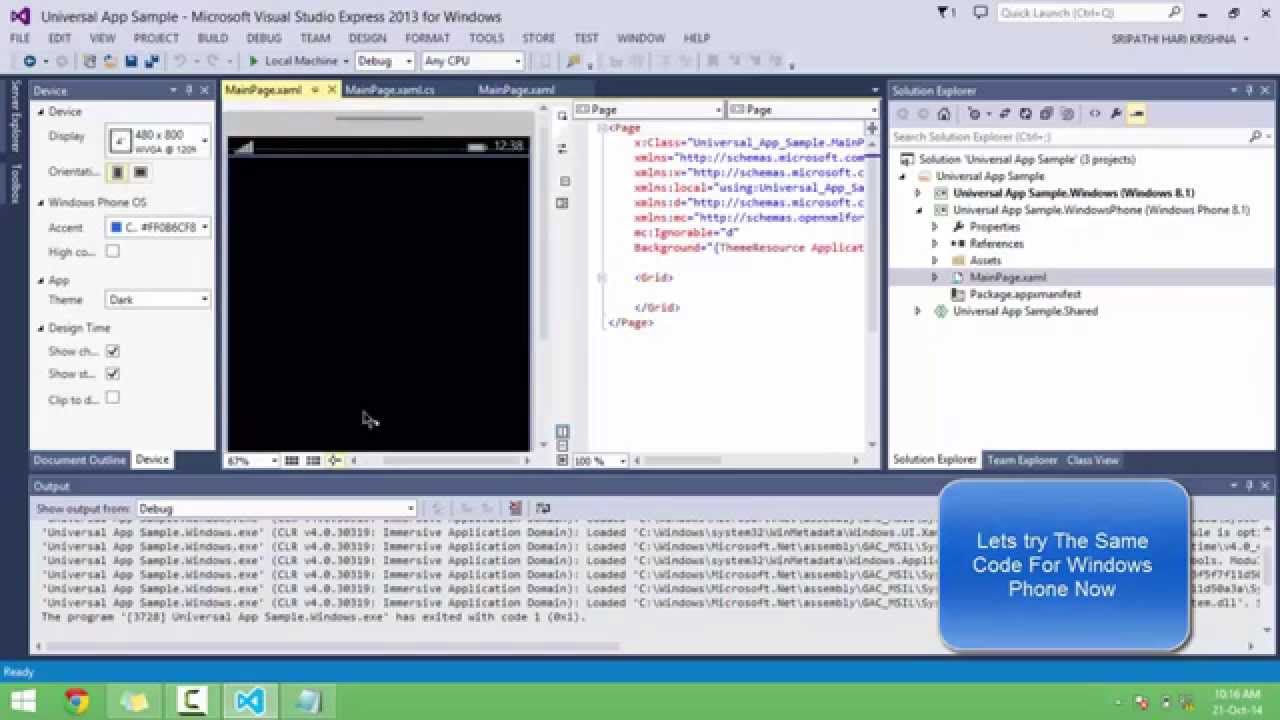 Windows Universal App Tutorial with Shared Code Explained