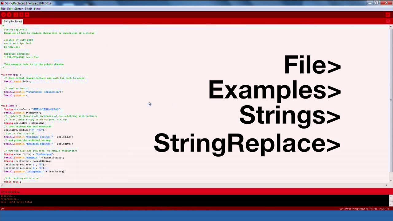 Energia Tutorial: String Replace