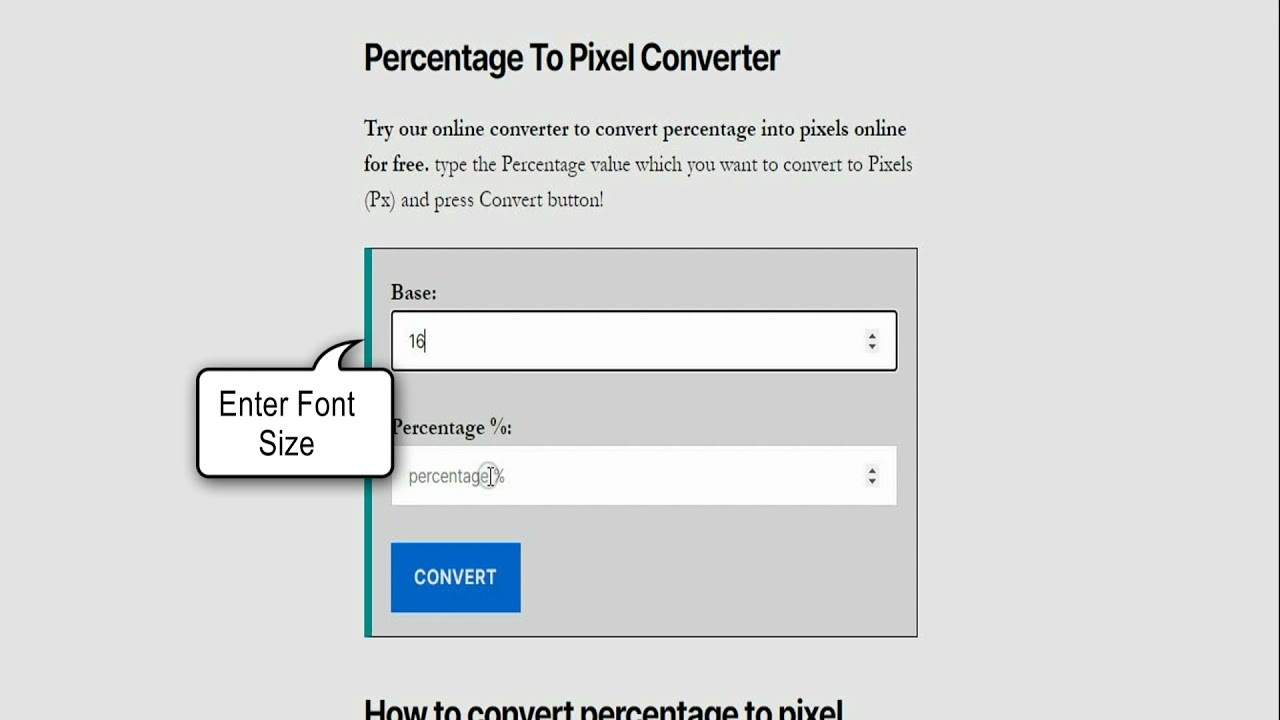 percentage to pixels conversion