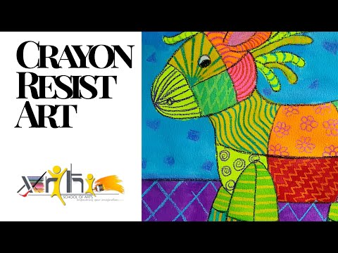 Crayon resist Art | Akrithi school of Arts | wax resist | crayon resist | crayon resist technique