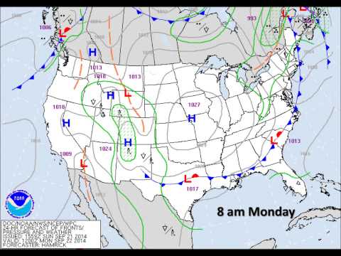 Surface Weather Map Animation Sunday Night 9/21/14 through Tuesday 9/23/14