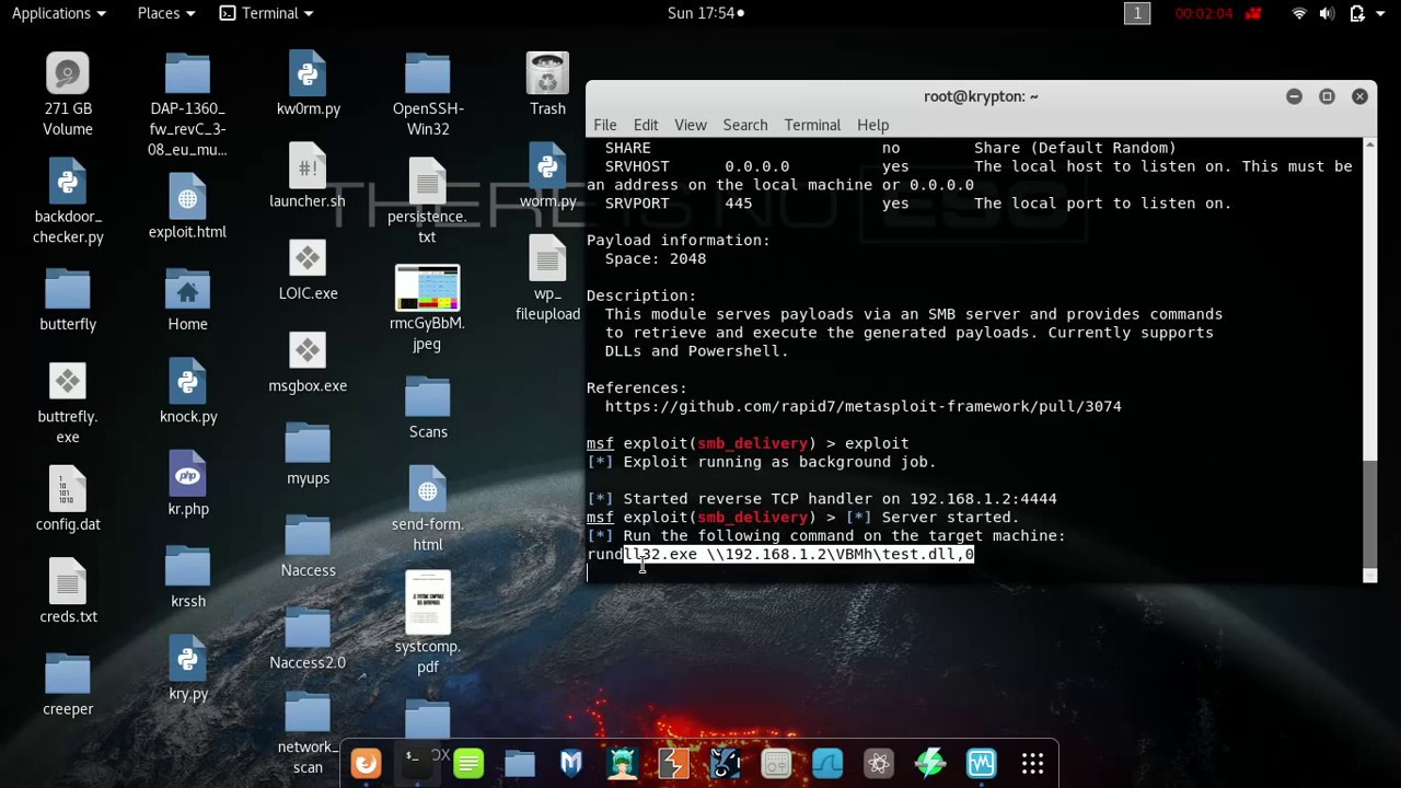 [Metasploit] Exploit windows machines using smb-delivery module (KRYPT0N)