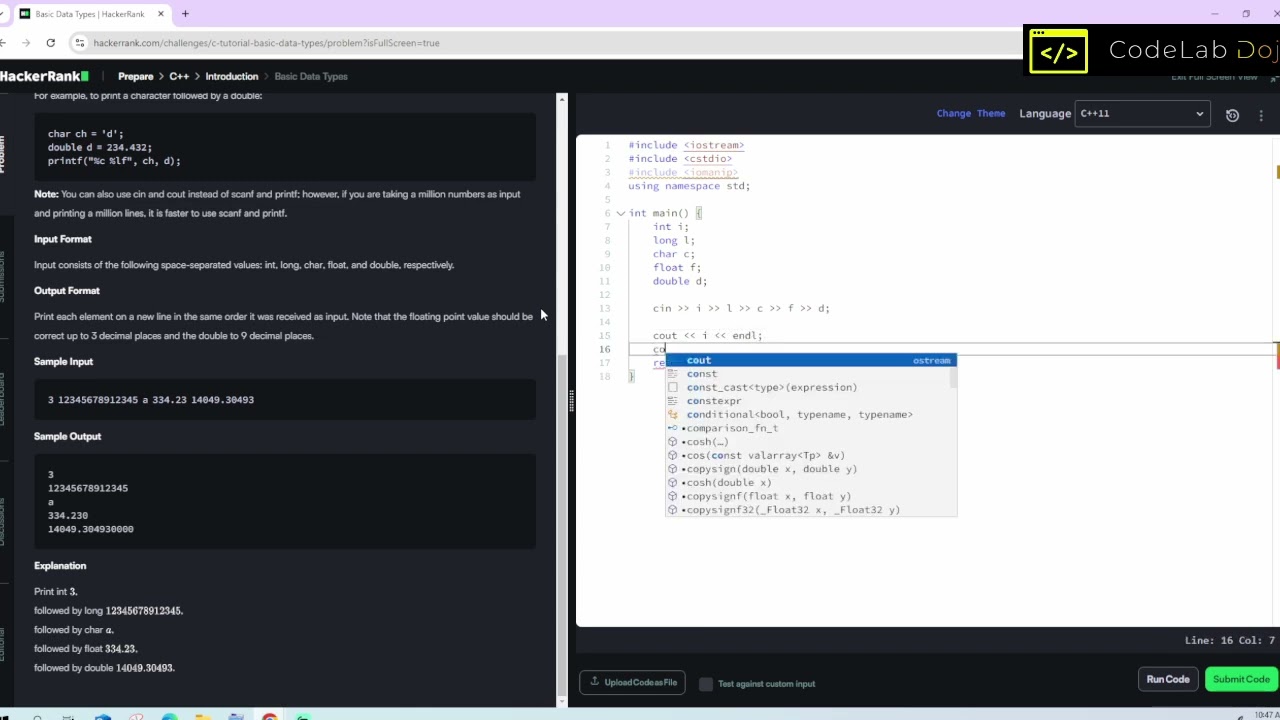 HackerRank - C++ Basic Data Types Problem Solution Explained