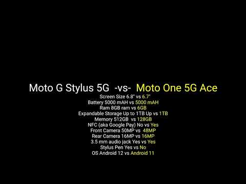 Moto G Stylus 5G -vs- Moto One 5G Ace