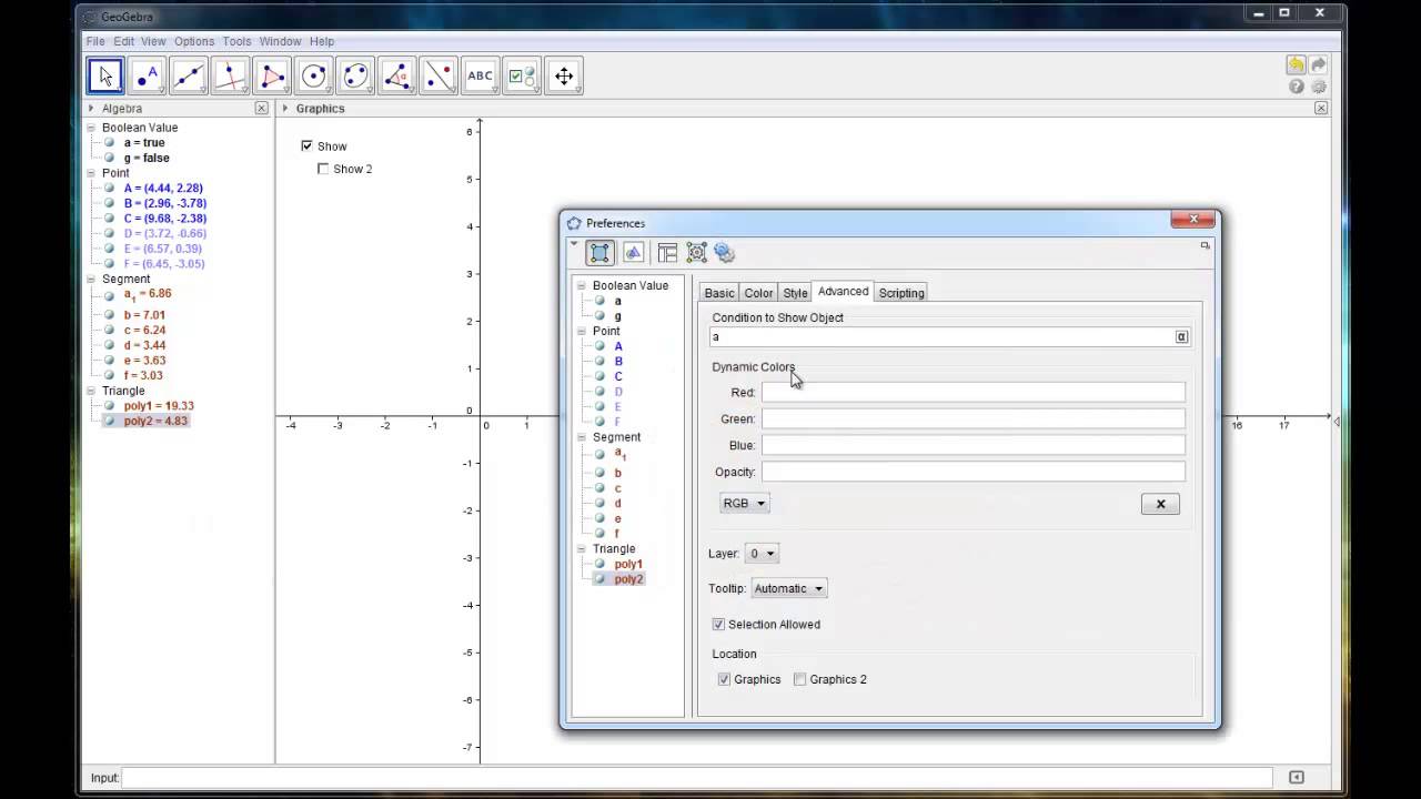 GeoGebra Tutorial 6 - Advanced Object Properties