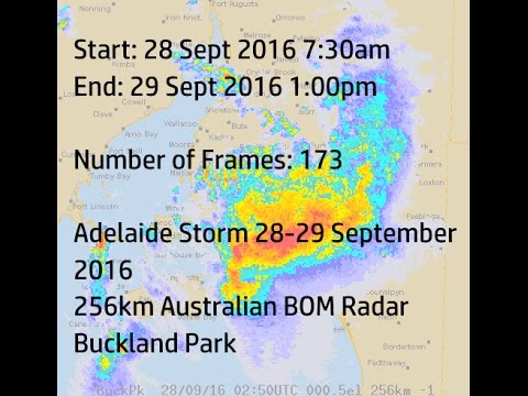 Adelaide Storms 28th and 29th September 2016 256km RADAR