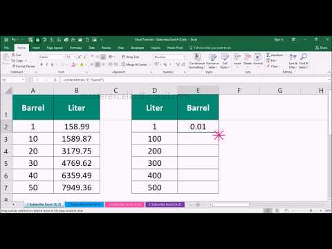 How to Convert US Oil Barrel to Liter and Vice versa in MS Office Excel Spreadsheet 2016