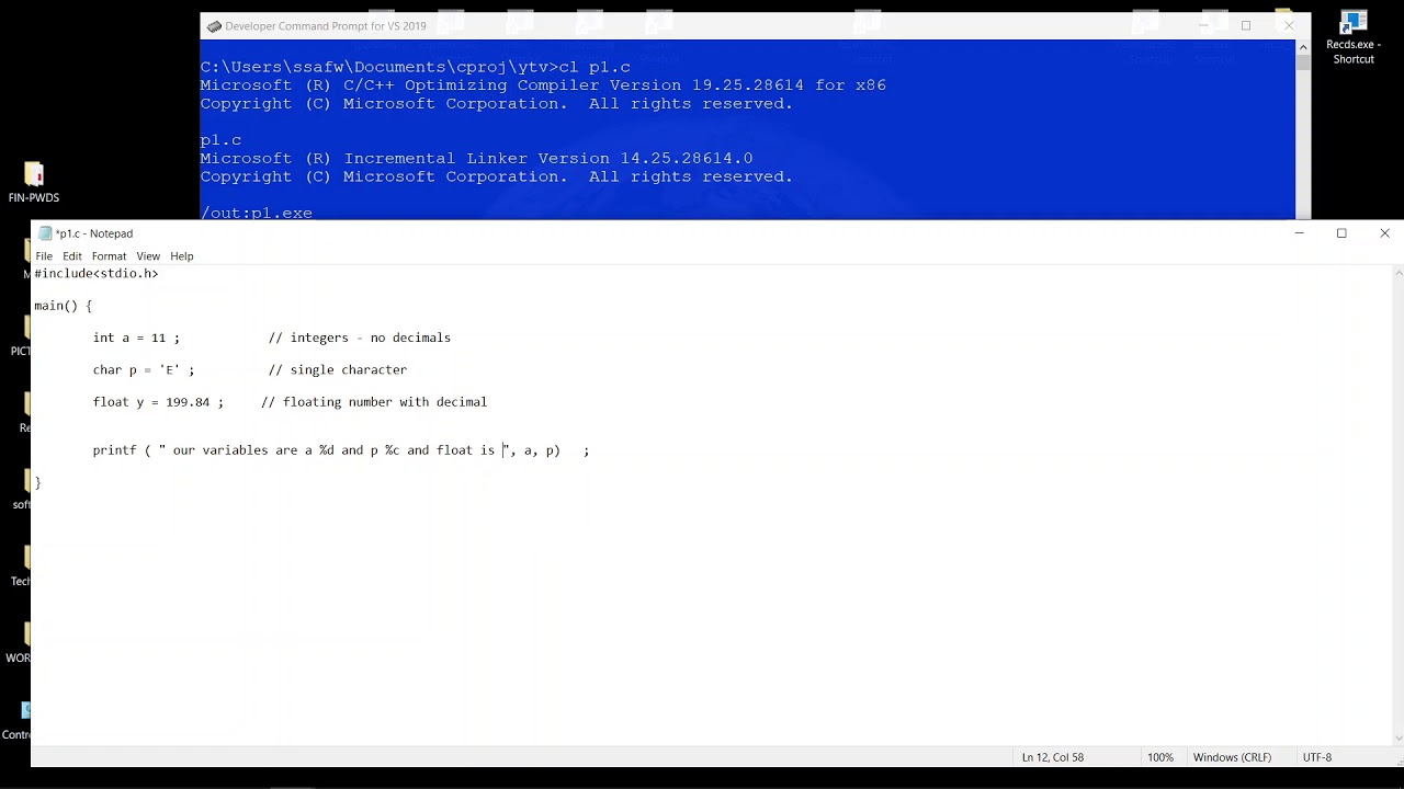 c program decimal float variable
