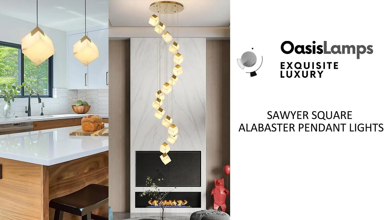 SQUARE CUBE ALABASTER PENDANT LIGHTS