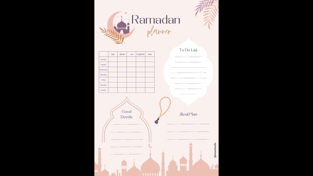 WiseDWalls Ramadan Planner #planner #templates #etsy #digitalart #notes #ramadan #2024