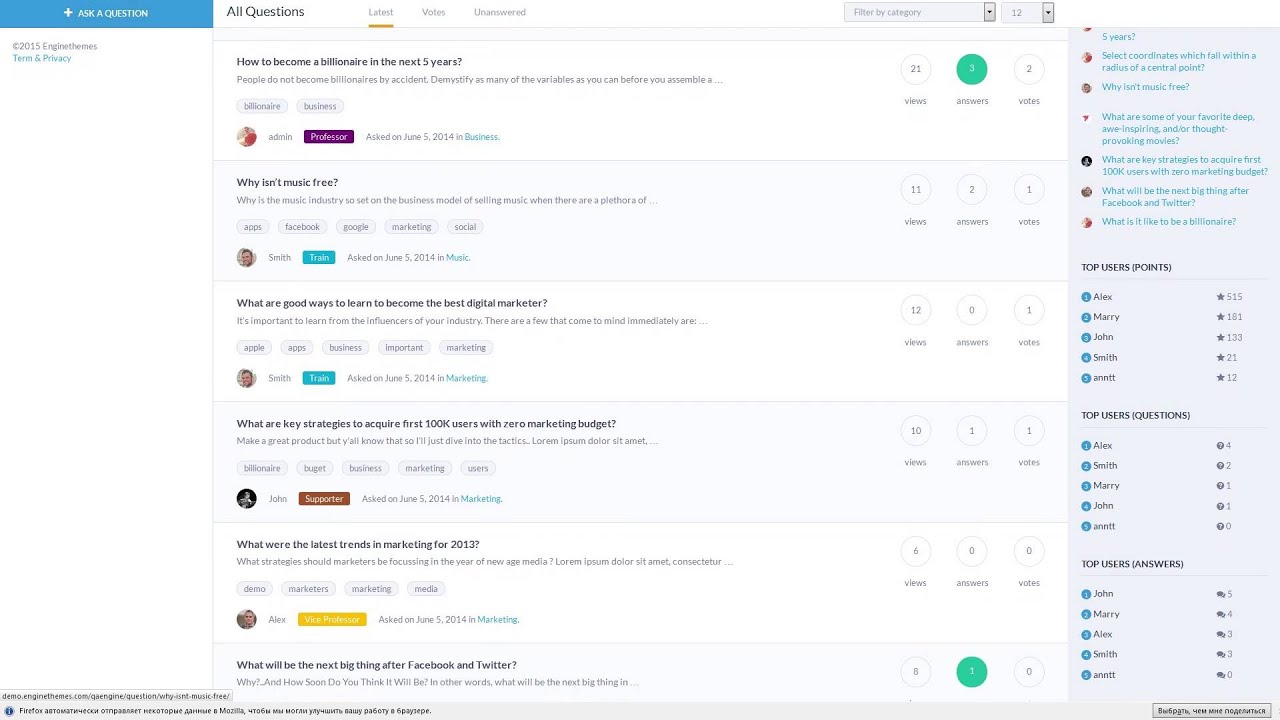 QAEngine - Question and Answer WordPress Theme