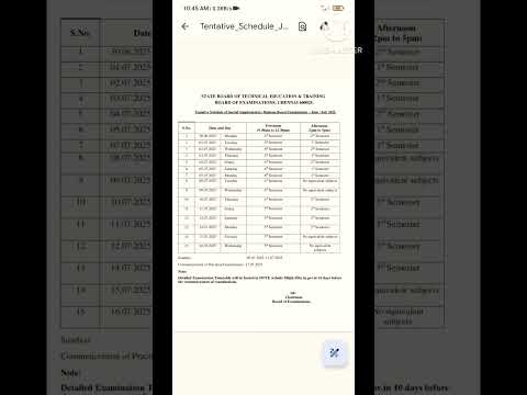 Diploma Special Supplementary Exam July 2025 Tentative Timetable!!