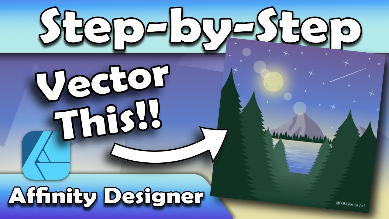 Moonlit Lake Step by Step Vector Art Tutorial in Affinity Designer Beginners Easy to Follow