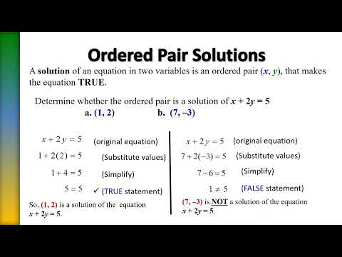 Ordered Pair Solutions for Linear Equations, EXAMPLE 1