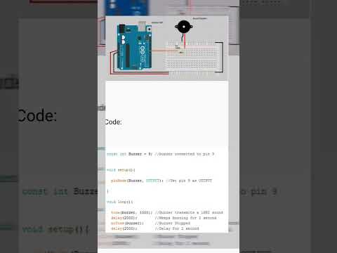 code with circuit diagram of buzzer with Arduino 🤖