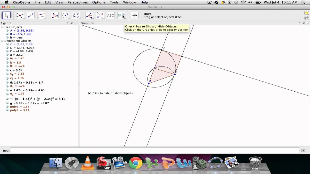 Geogebra - Hide and Show Objects