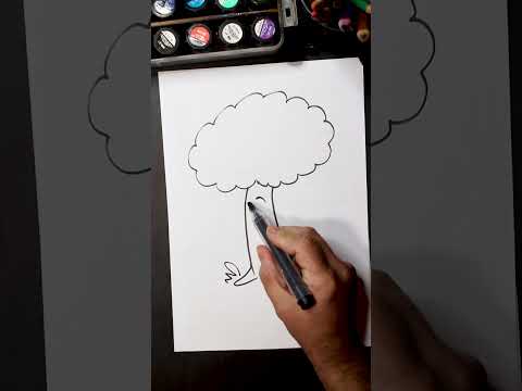 How to draw a smiling tree - cartoon drawing