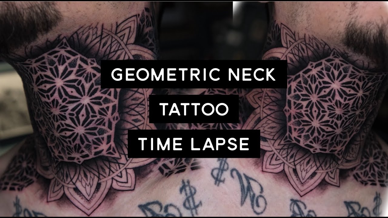 Geometric Neck Tattoo Design to Completion | Time-Lapse & Stencil Placement by Raul Wesche