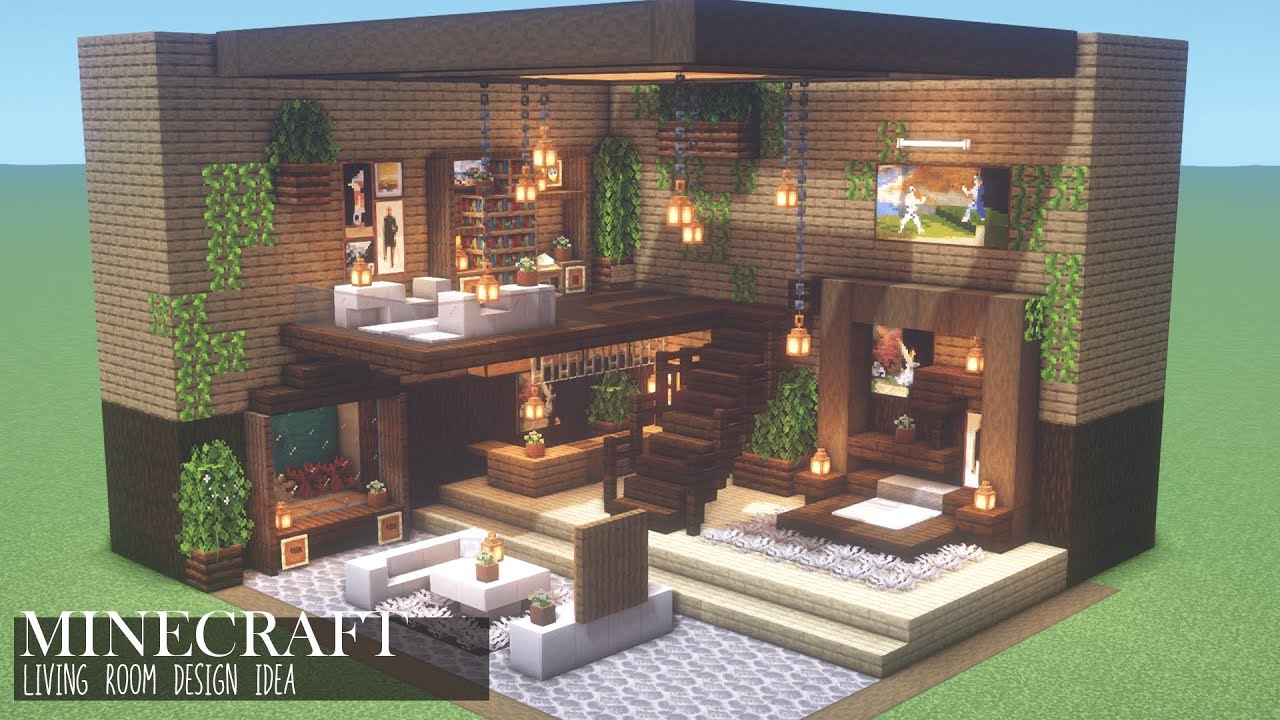 Minecraft tutorial: Cozy Interior of two-level room