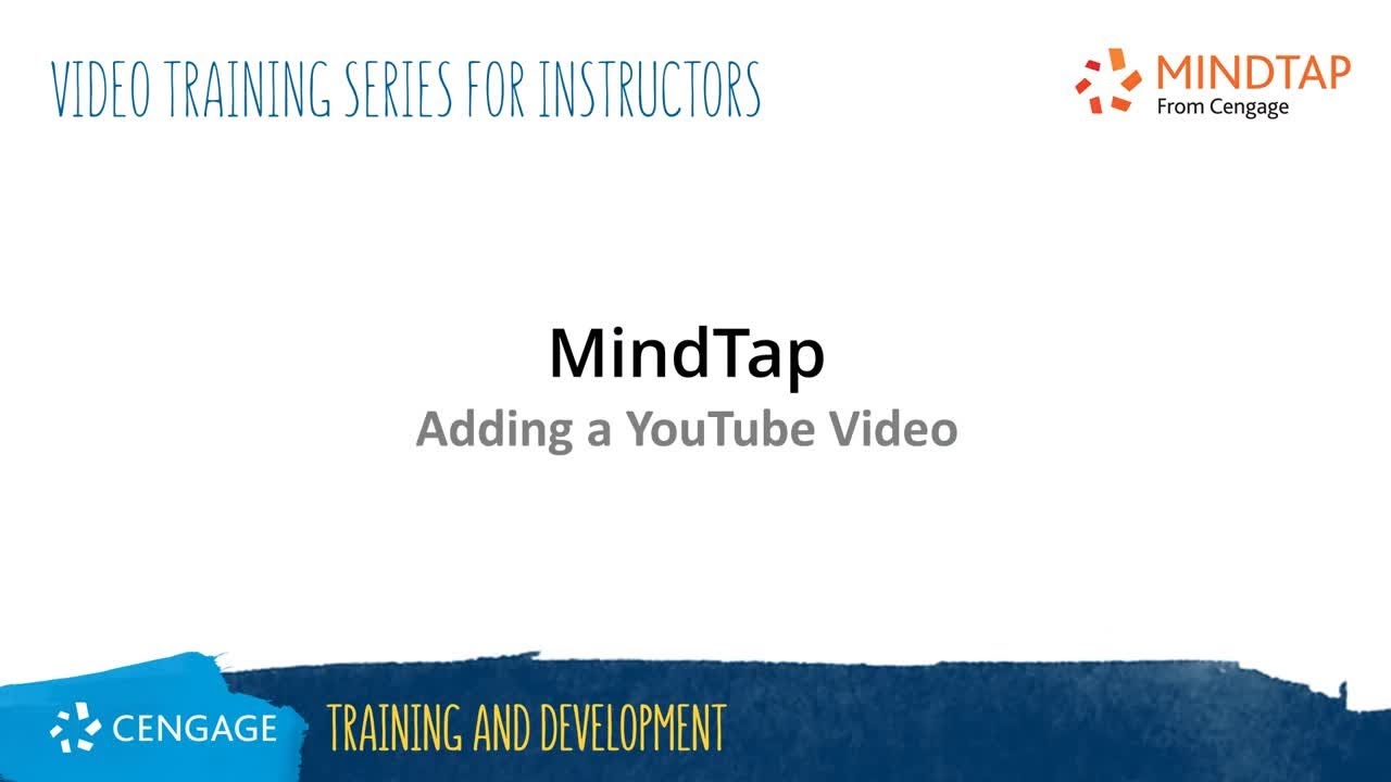 MindTap: Add Activity - YouTube Video