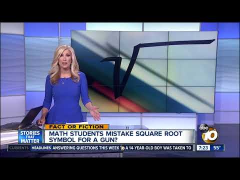Square root symbol mistaken for a gun?