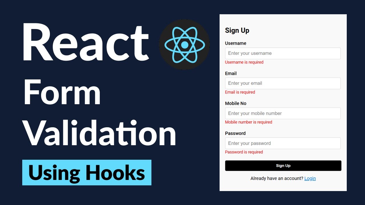 #4 Form Validation using React | React Forms Handling & Validation | React Sign up Form