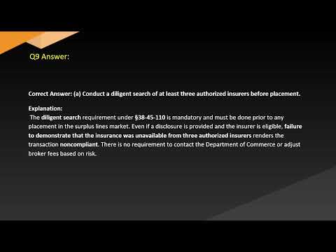 South Carolina Surplus Lines Insurance Exam Free Practice Questions Set Two