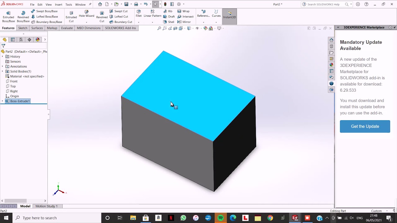 EMPTY BOX TUTORIAL VIDEO (SOLIDWORKS 2020)