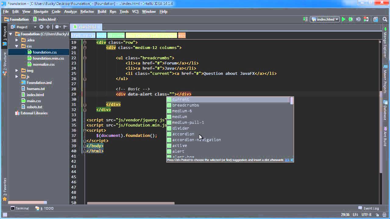 Foundation for Responsive Web Design Tutorial - 10 - Breadcrumbs and Alerts