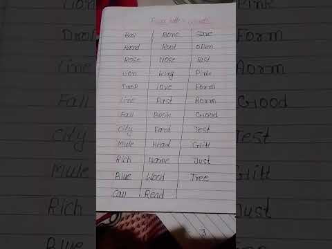 four letter words in English rhyming words 4 letter words for kids
