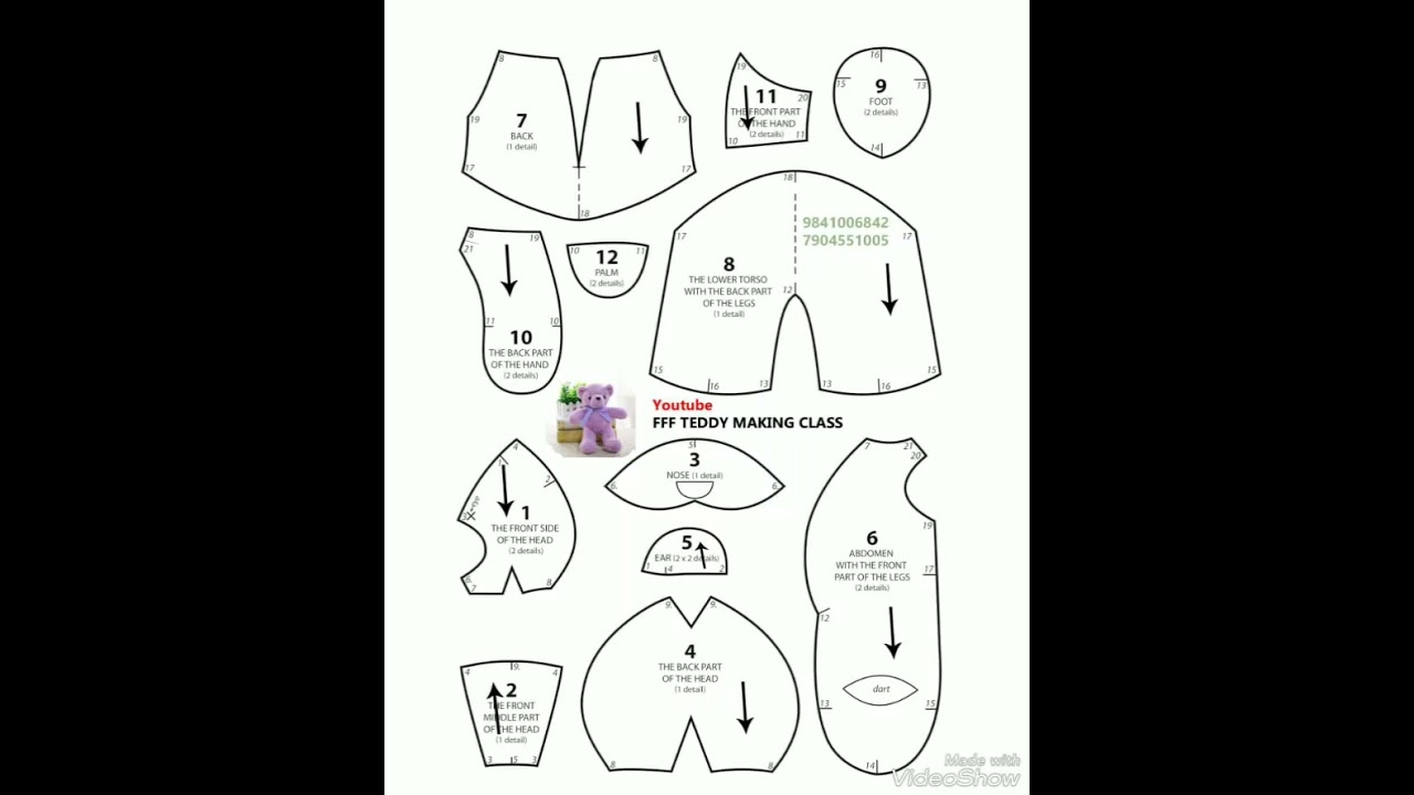 Teddy cutting pattern FFF 012