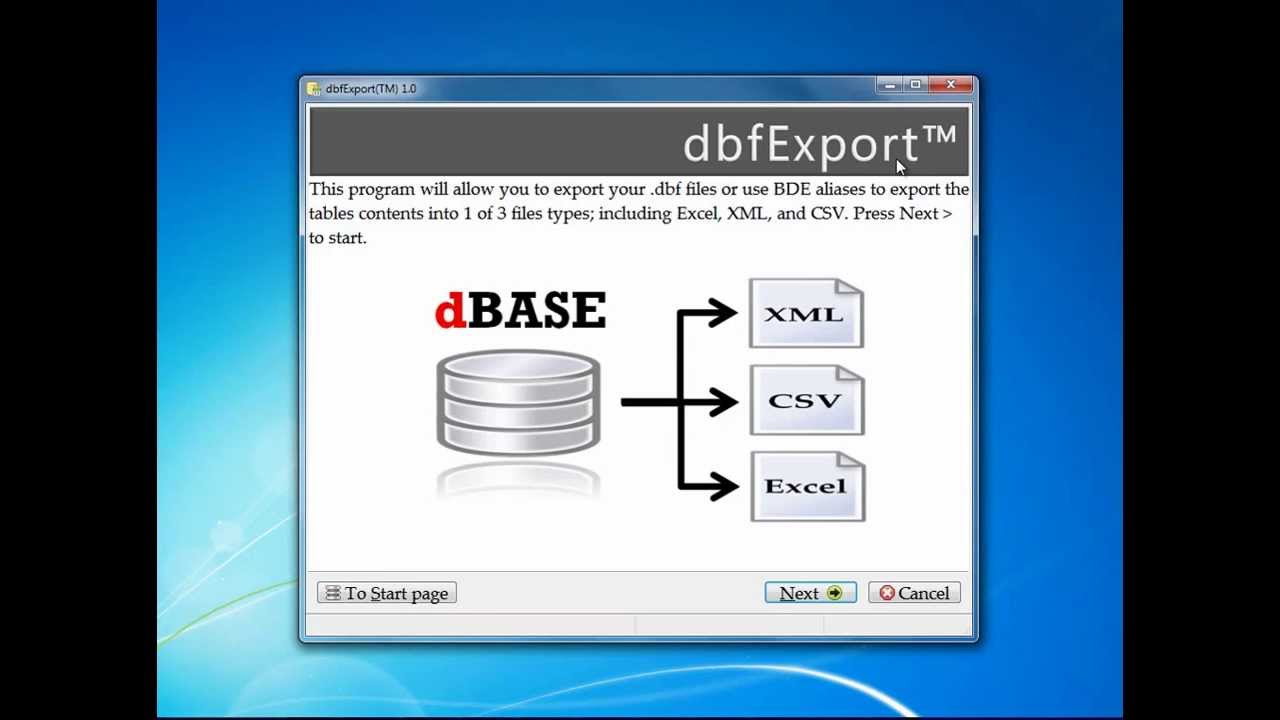 Working with dbfExport