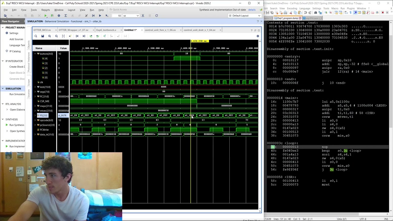 CPE 233 Experiment 7 Timing Diagram Explanation