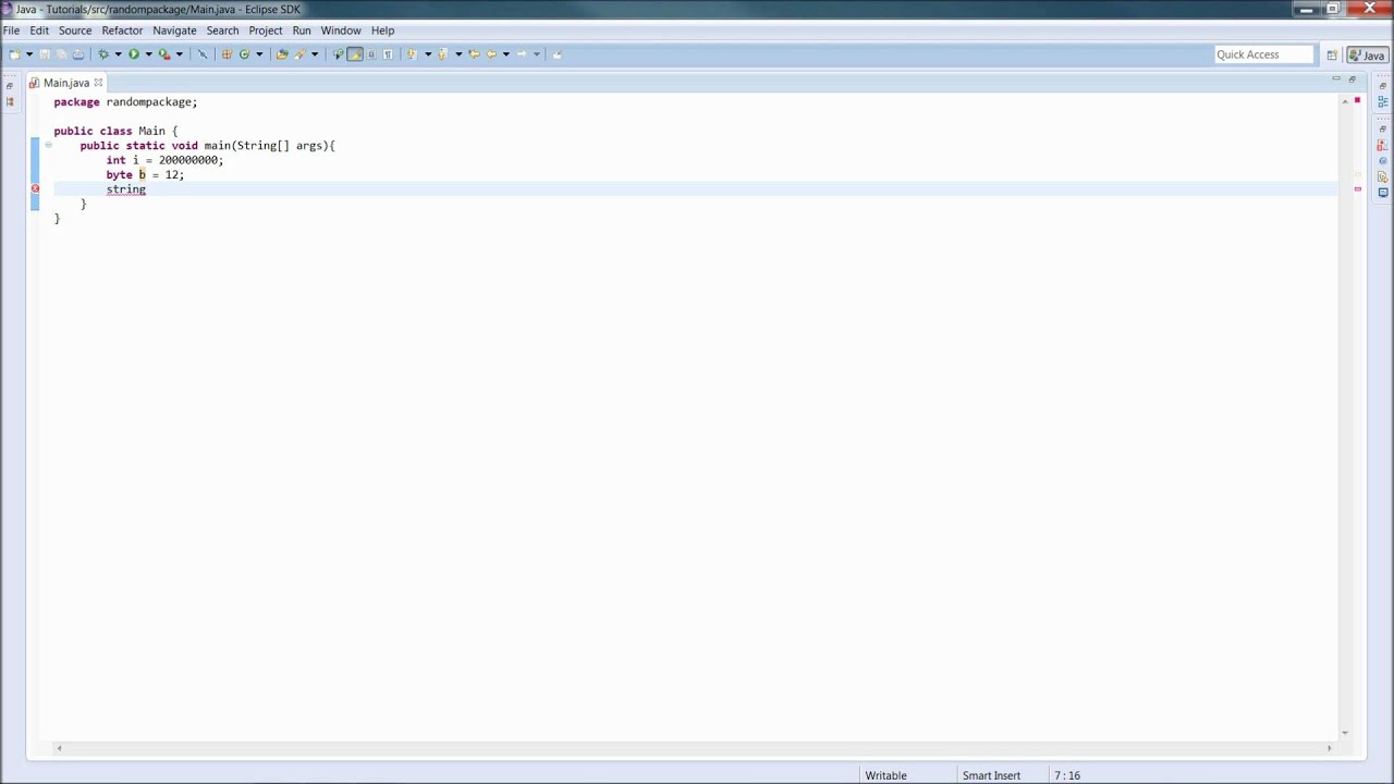 Basic Java: Lesson 3 - Variables and Data Types
