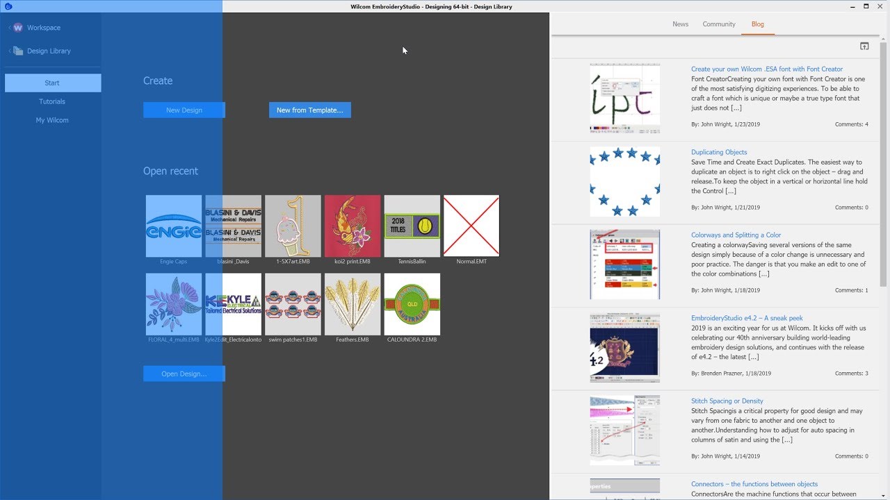 Wilcom EmbroideryStudio e4.2 Welcome Screen