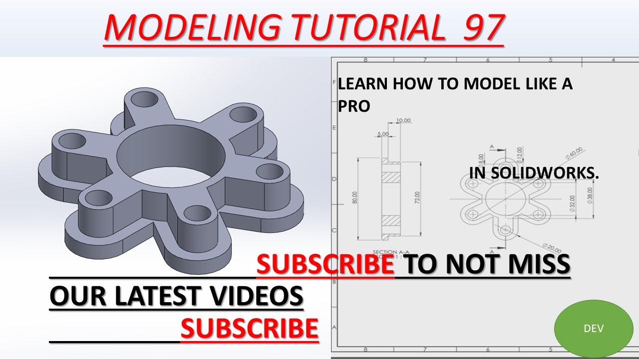 SolidWorks Modeling parts tutorial with Exercise 97