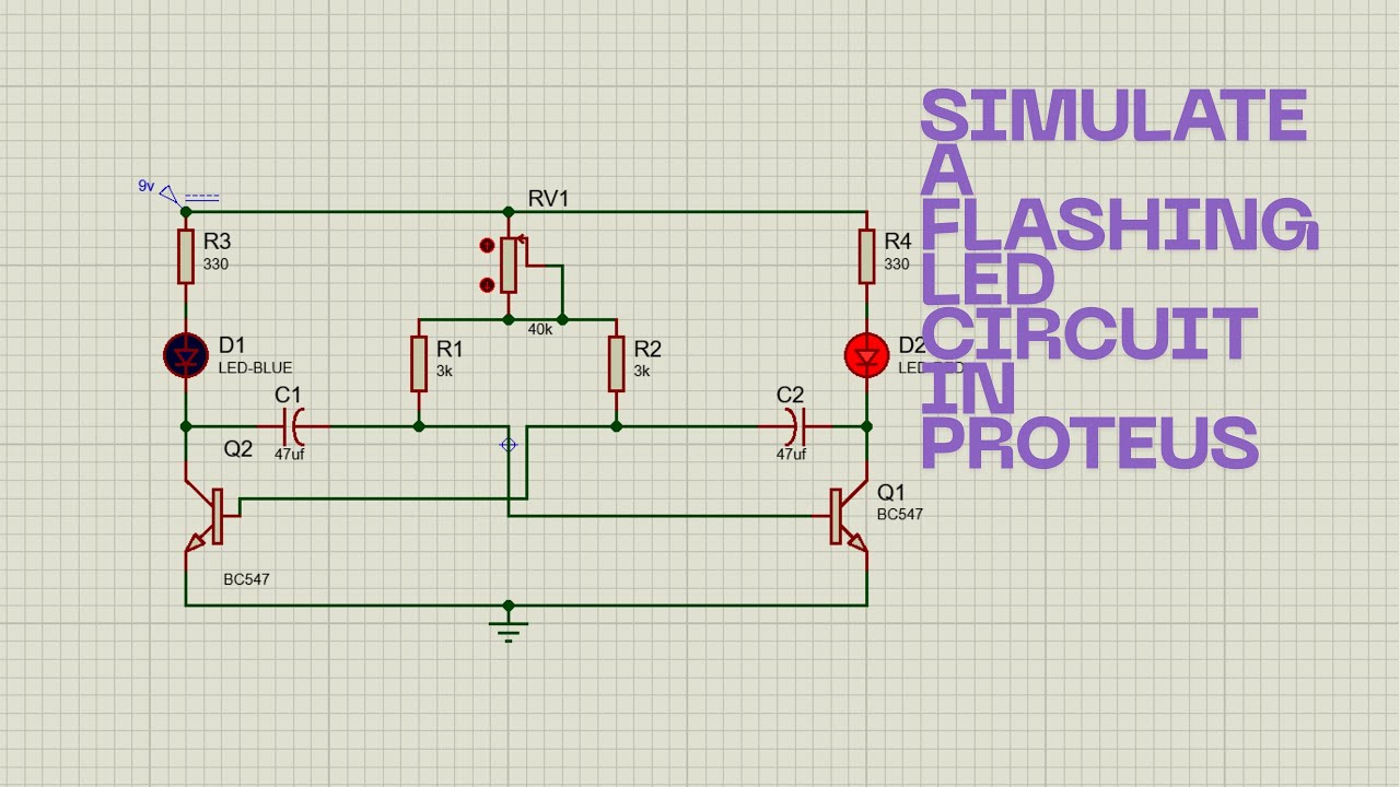 Astable Multivibrator Circuit in Proteus: LED Flasher Tutorial