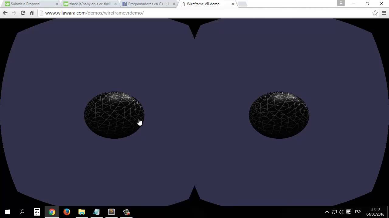 WebGL Virtual Reality sphere demo