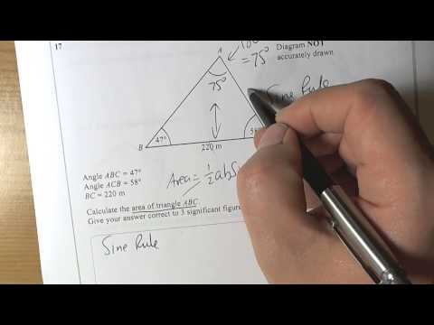 Sample Higher Tier Calc Q17 Sine Rule and Area of a Triangle Formula
