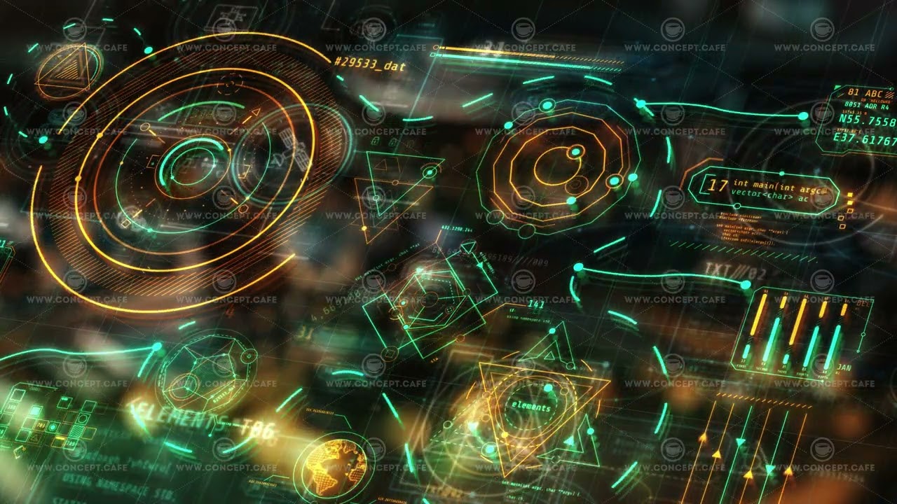 Futuristic head-up display showing interactive data analysis