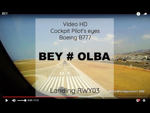 Cockpit | Landing  ✈ BEIRUT ( BEY / OLBA ) Lebanon ✈ B777 - RWY03  [HD]