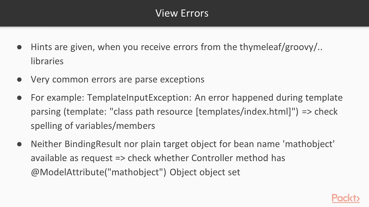 Troubleshooting Spring Boot 2.0:  Troubleshooting a Spring MVC Application | packtpub.com