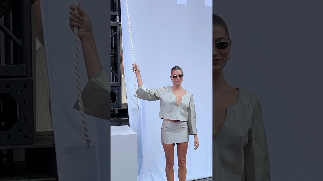 Hailey Bieber looks giddy at Rhode Sephora opening! #haileybieber #fashion #style #rhode #sephora