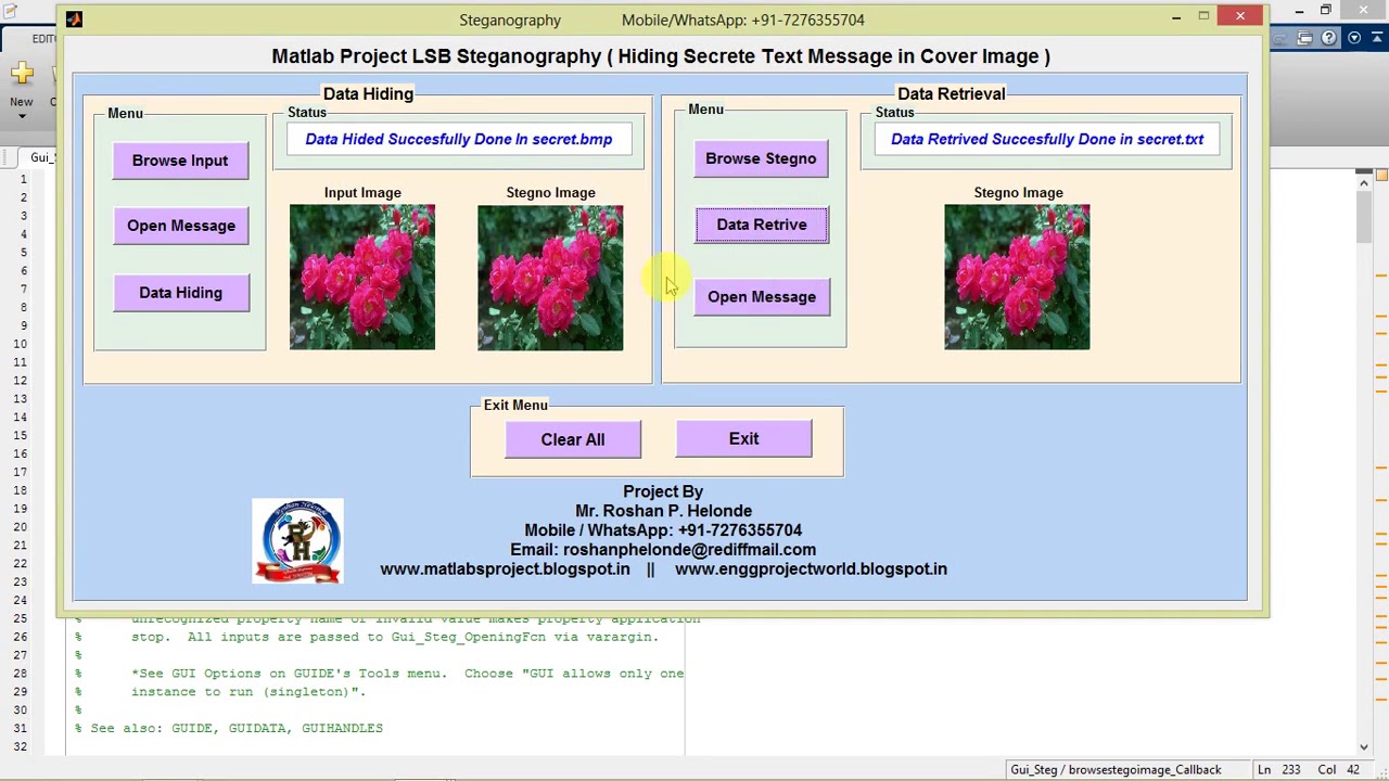 LSB Based Image Steganography using Matlab Project