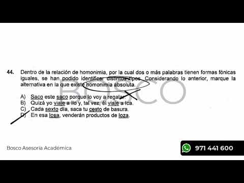 Admisión UNMSM. Lenguaje – Homonimia absoluta y parcial 001