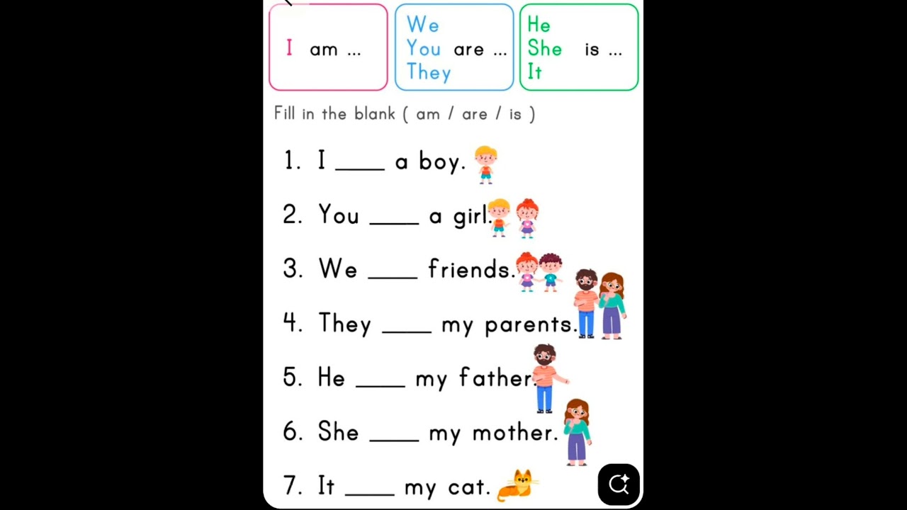 Grammar Learning Worksheet | English Grammar Practice for Kids | Easy Grammar Exercise