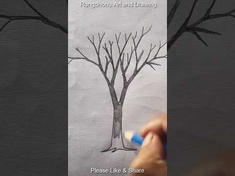 Tree Drawing Idea with V Letter Shape #shorts